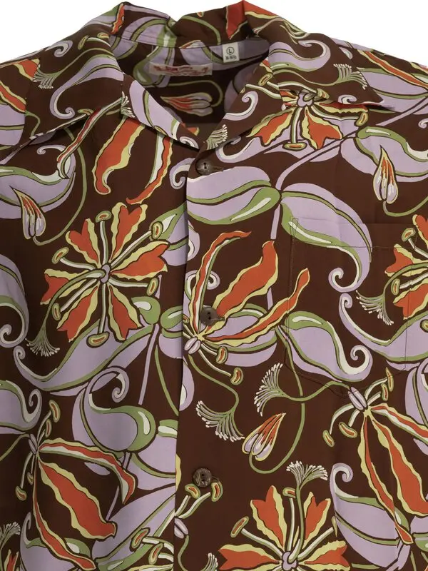 SUN SURF Spider Lily' Casual Shirt - Brown
