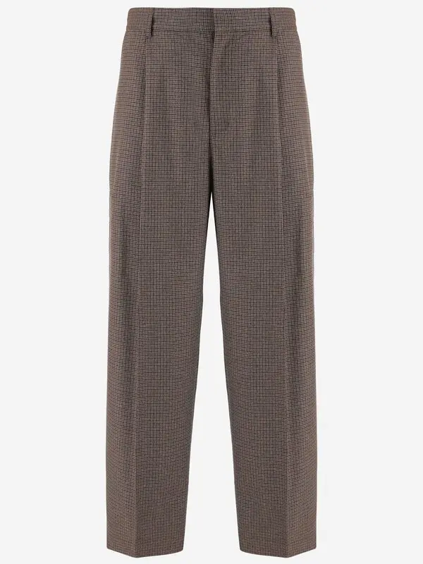 DARKPARK Stretch Viscose Blend Pants With Checked Pattern - Brown