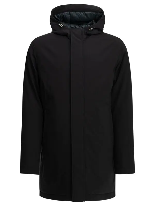 Herno Long Down Jacket In Stretch Twill