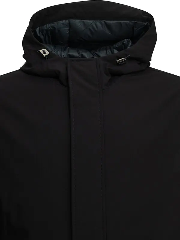 Herno Long Down Jacket In Stretch Twill