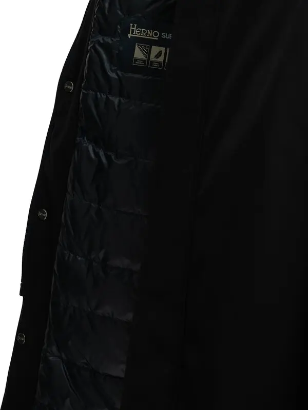 Herno Long Down Jacket In Stretch Twill