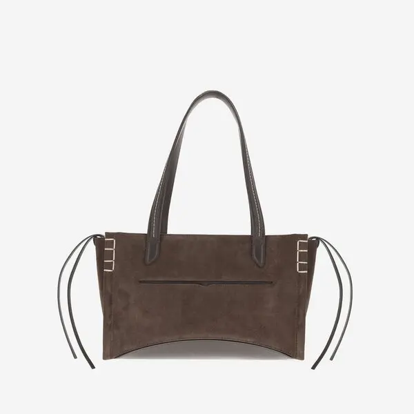 JW Anderson Elongated Loafer Cabas Suede Bag - Brown