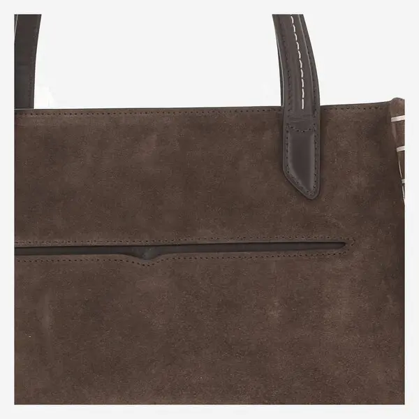 JW Anderson Elongated Loafer Cabas Suede Bag - Brown