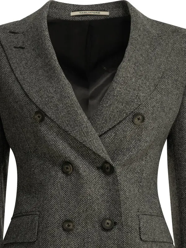 Tagliatore Double Breasted Herringbone Blazer