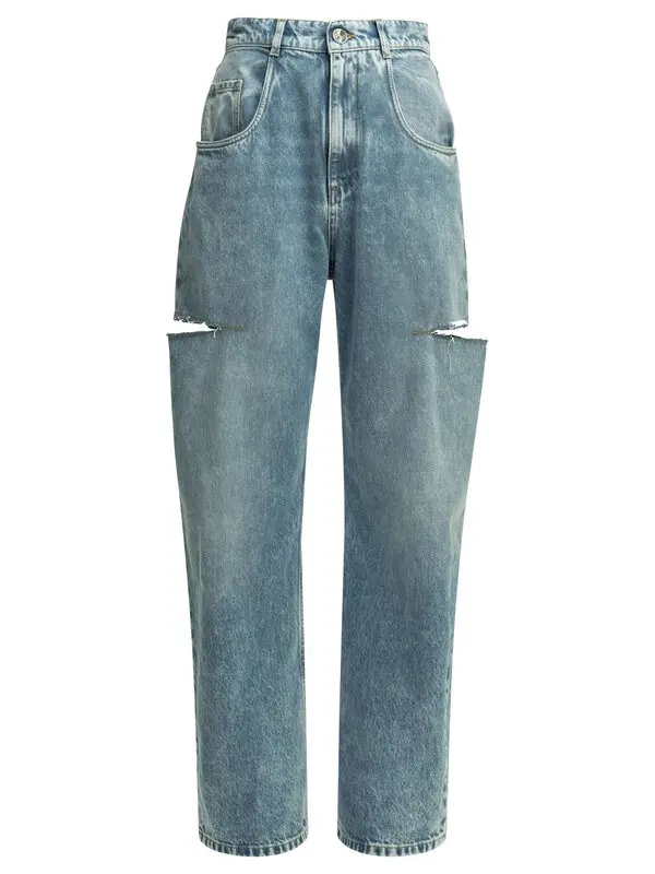 MAISON MARGIELA Ripped Wide Leg Jeans - Blue