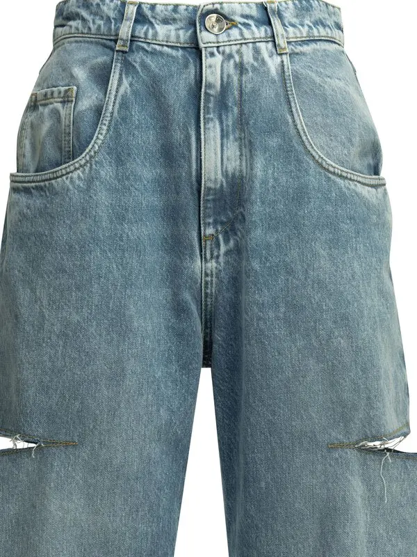 MAISON MARGIELA Ripped Wide Leg Jeans - Blue