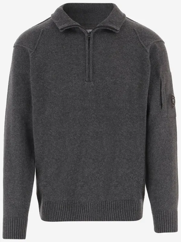 C.P. COMPANY Half Zip Sweater In Wool Blend