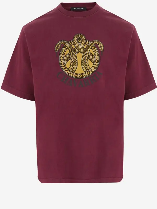 WILLY CHAVARRIA Snake Crest Cotton T Shirt - Red