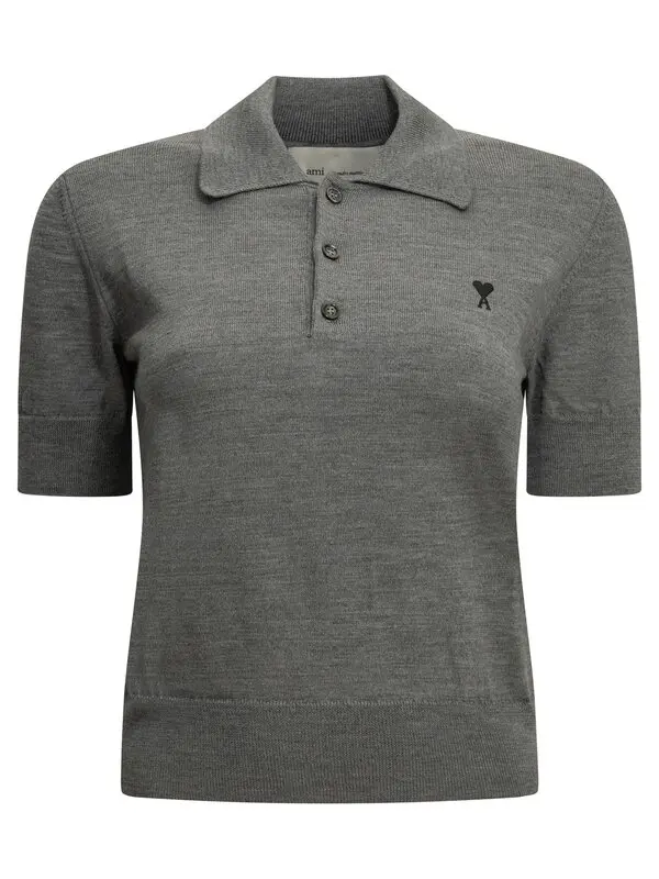 AMI Paris Merino Wool Polo Shirt