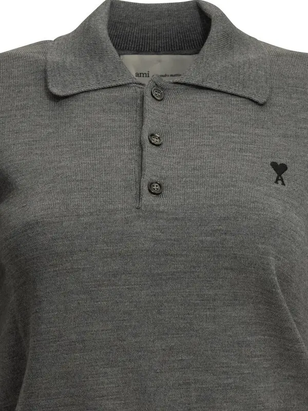 AMI Paris Merino Wool Polo Shirt