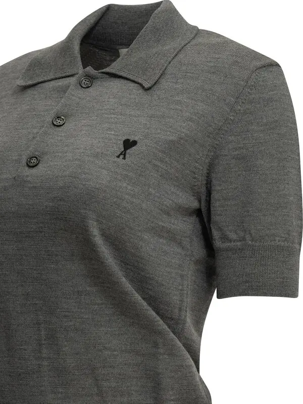 AMI Paris Merino Wool Polo Shirt