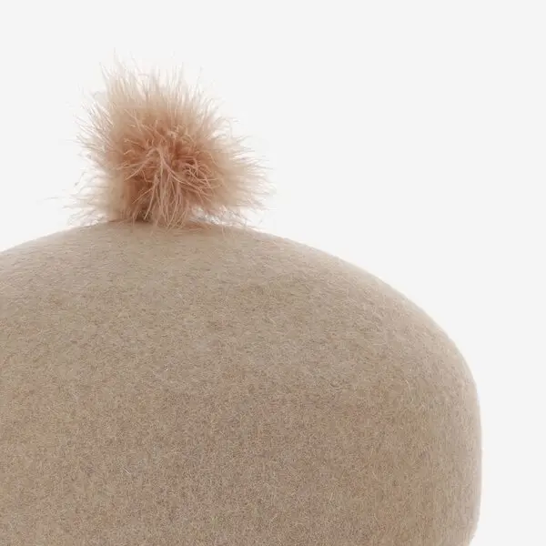 ALEXIA ALVAREZ DE TOLEDO Stiff Wool Beanie With Pom Pom