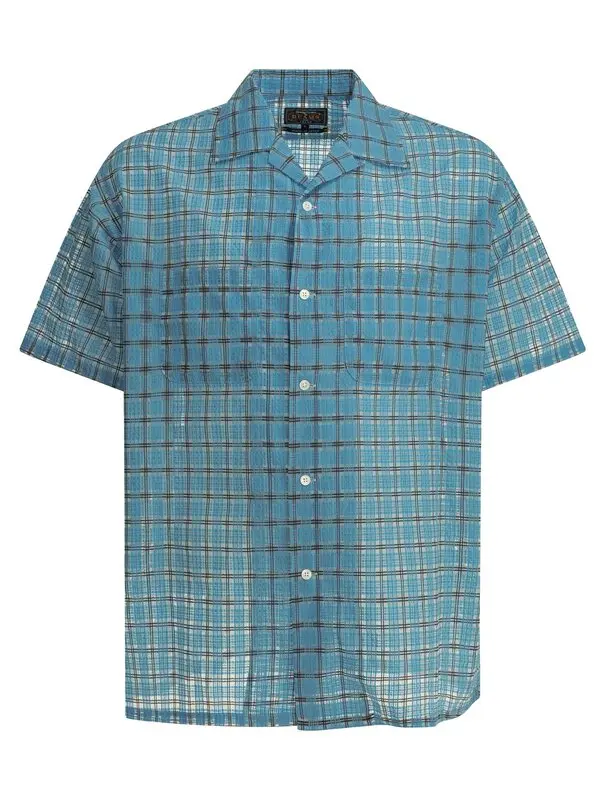 BEAMS Open Collar Nylon Airy Plaid' Casual Shirt
