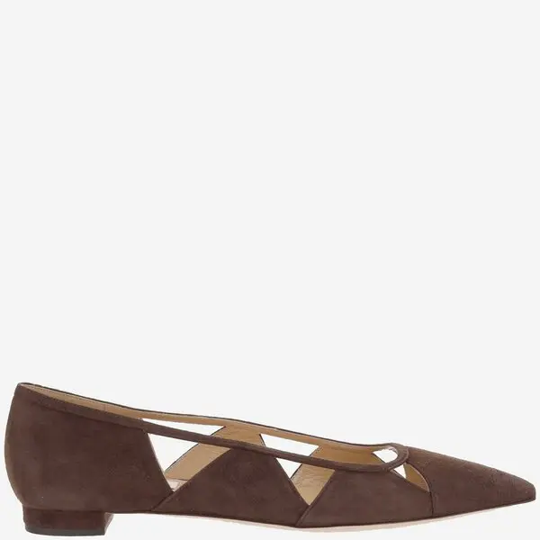 ARTEANA Savona Suede Flats - Dark Brown