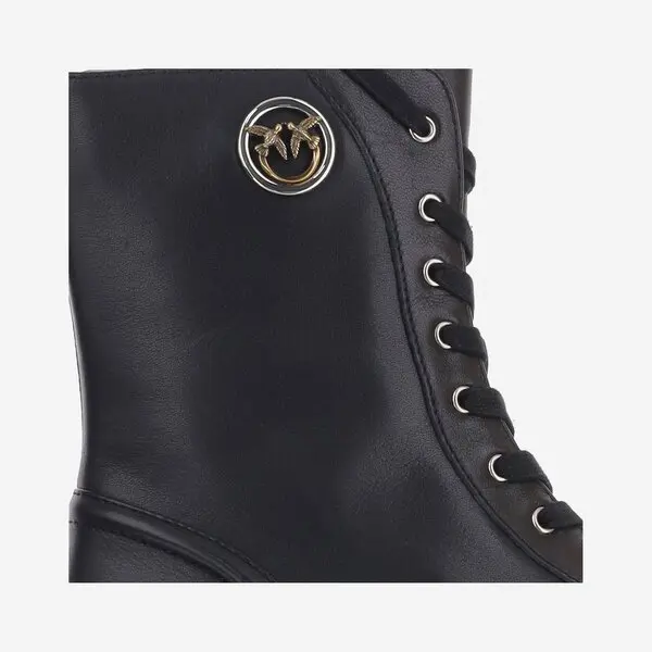 Pinko Leather Ankle Boots With Logo