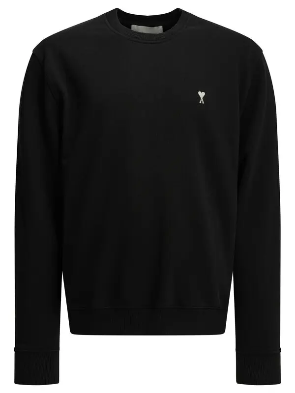 AMI Paris De Coeur' Crew Neck Sweatshirt - Black
