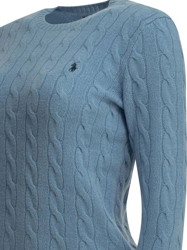 Polo Ralph Lauren Crew Neck Sweater With Logo - Light Blue