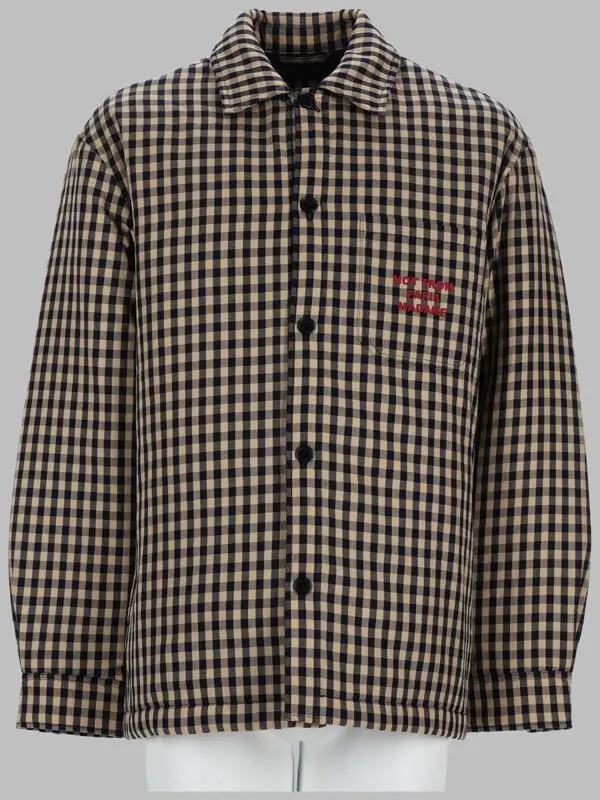 Drole De Monsieur Overshirt 'slogan' In Cotone Check