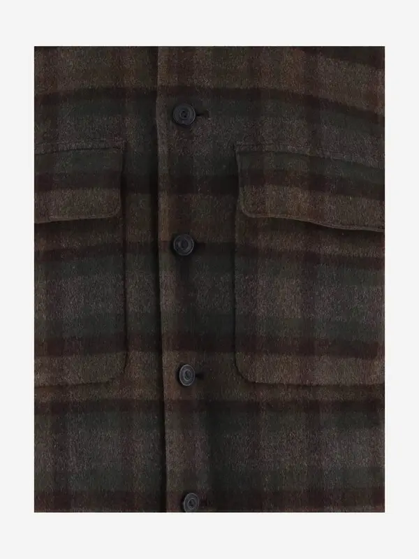 Vince Wool Blend Shirt With Checked Pattern