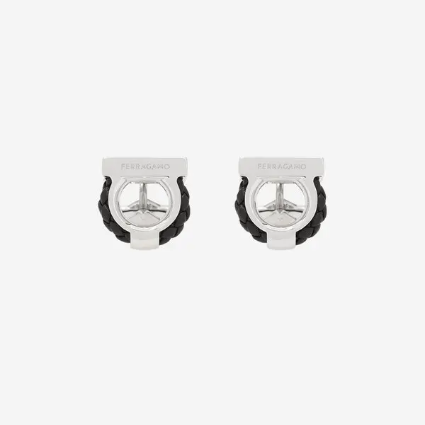 FERRAGAMO Brass And Braided Leather Hook Cufflinks