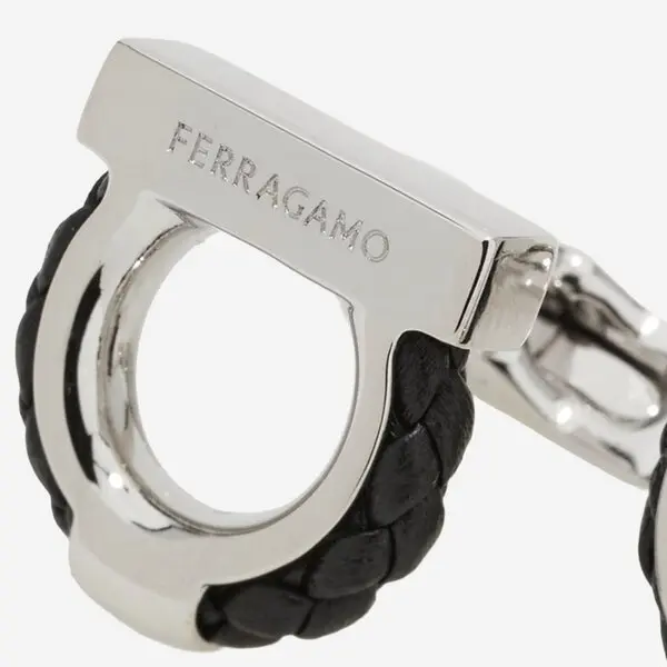 FERRAGAMO Brass And Braided Leather Hook Cufflinks
