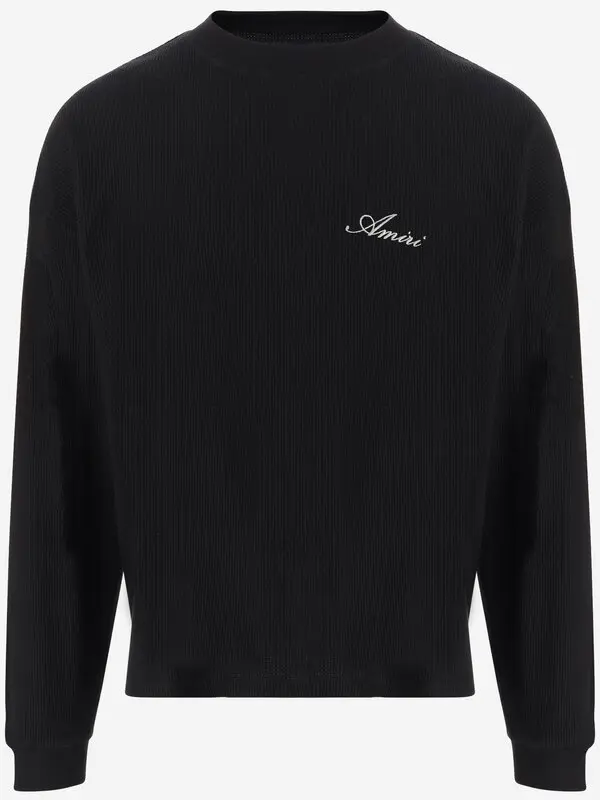 Amiri Stretch Cotton Sweatshirt With Print - Black