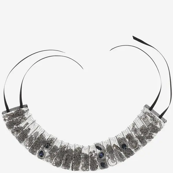 ALAINPAUL Mesh Necklace With Applied Rhinestones - Black