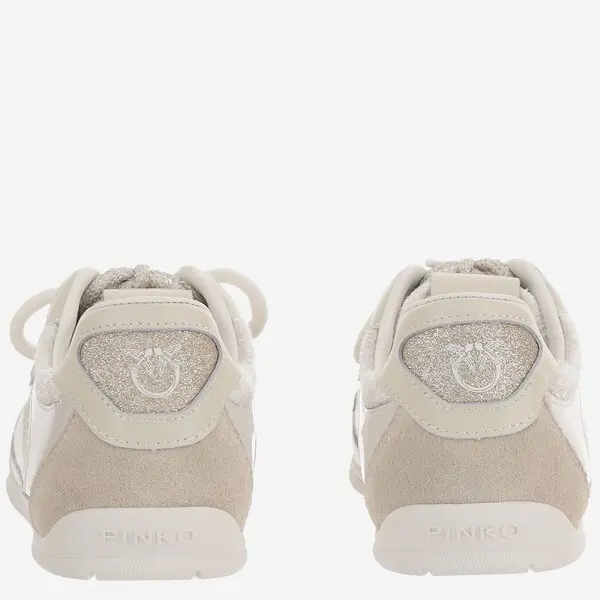Pinko Yulia Leather And Mesh Sneakers With Two Tone Lacing