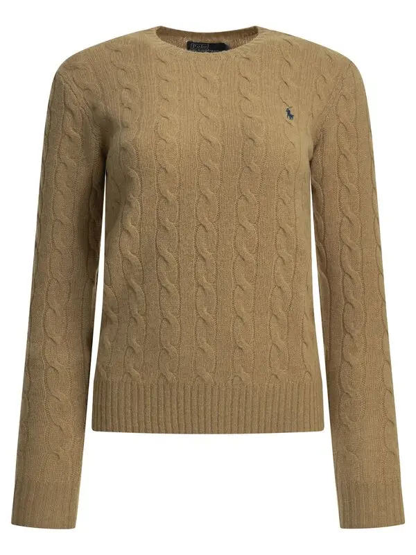 Polo Ralph Lauren Crew Neck Sweater With Logo - Beige
