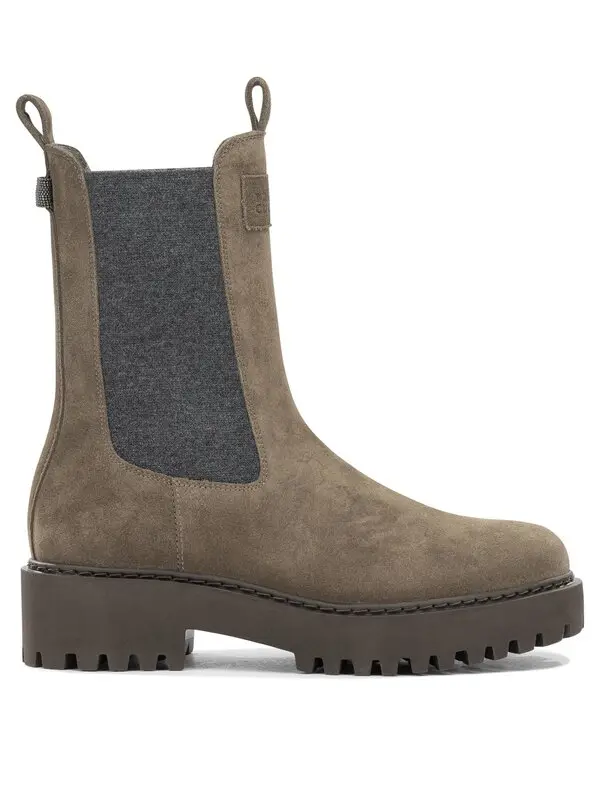 Brunello Cucinelli Suede Pull On Ankle Boots