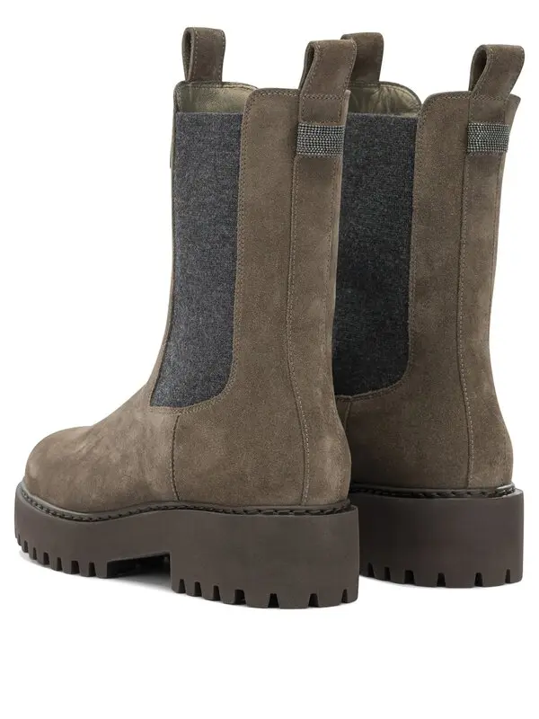 Brunello Cucinelli Suede Pull On Ankle Boots