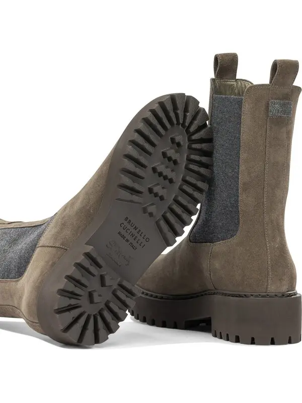 Brunello Cucinelli Suede Pull On Ankle Boots
