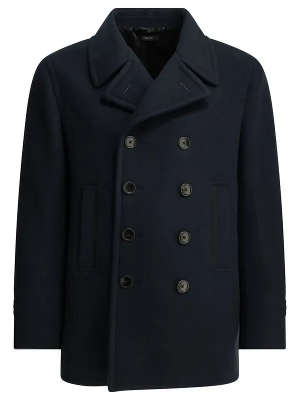 TOM FORD Short Wool Felt Coat - Blue