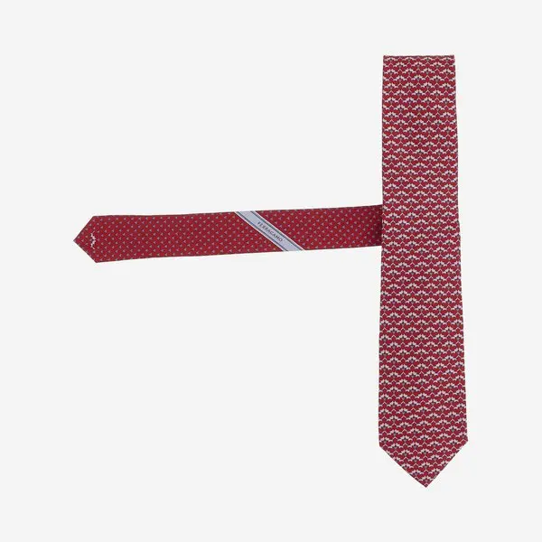 FERRAGAMO Silk Tie With Patterned Design - Red