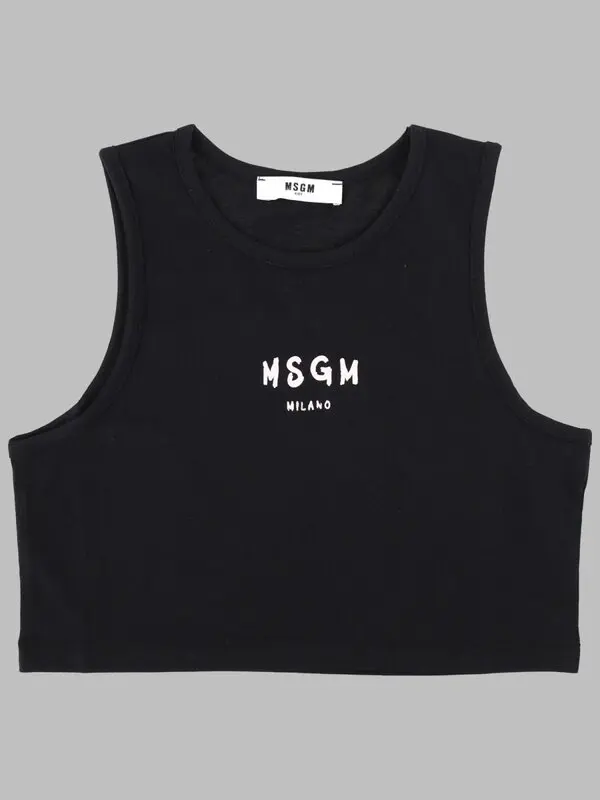 MSGM Top Cropped Con Logo Stampato