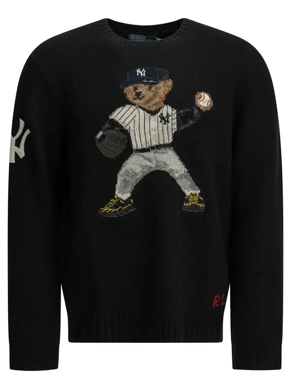 Polo Ralph Lauren Polo Bear X Yankees' Crew Neck Sweater - Black