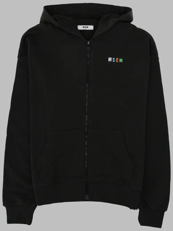 MSGM Felpa Con Zip E Cappuccio