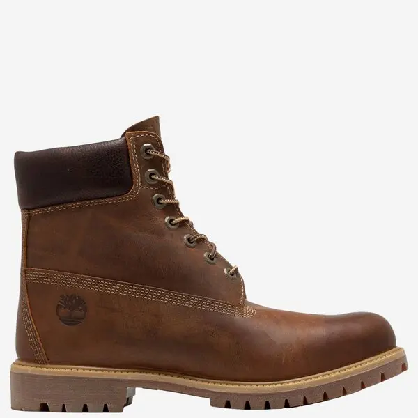 Timberland Premium 6 Inch Leather Ankle Boots With Logo - Brown