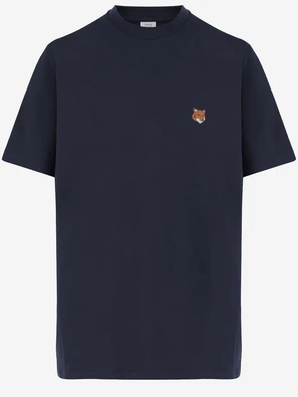 Maison Kitsuné Cotton T Shirt With Logo - Navy