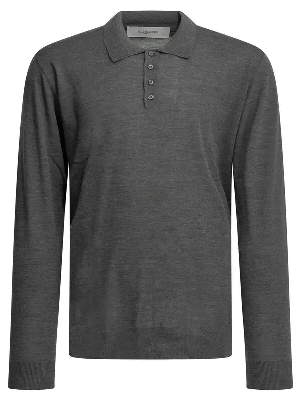 GOLDEN GOOSE Wool Polo Sweater - Grey