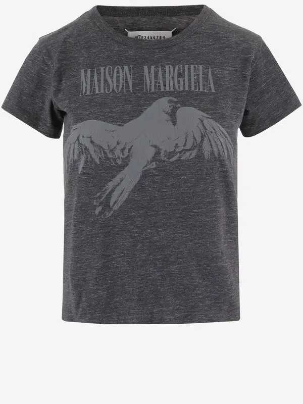 MAISON MARGIELA Cotton T Shirt With Logo - Grey