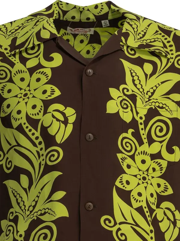 SUN SURF Pictograph Flower' Casual Shirt - Green