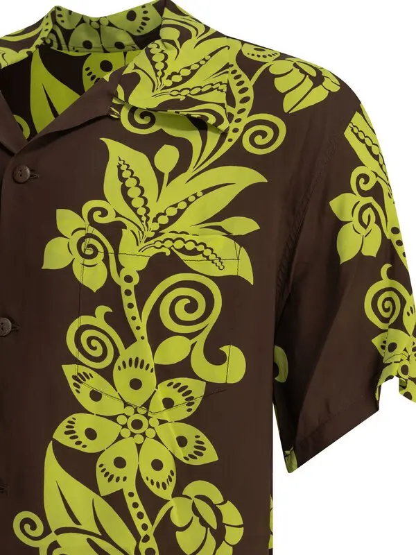 SUN SURF Pictograph Flower' Casual Shirt - Green