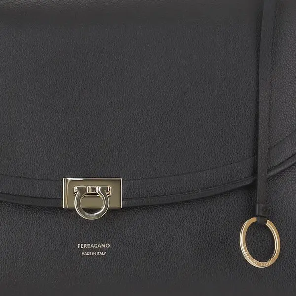 FERRAGAMO Leather Bag With Logo - Black