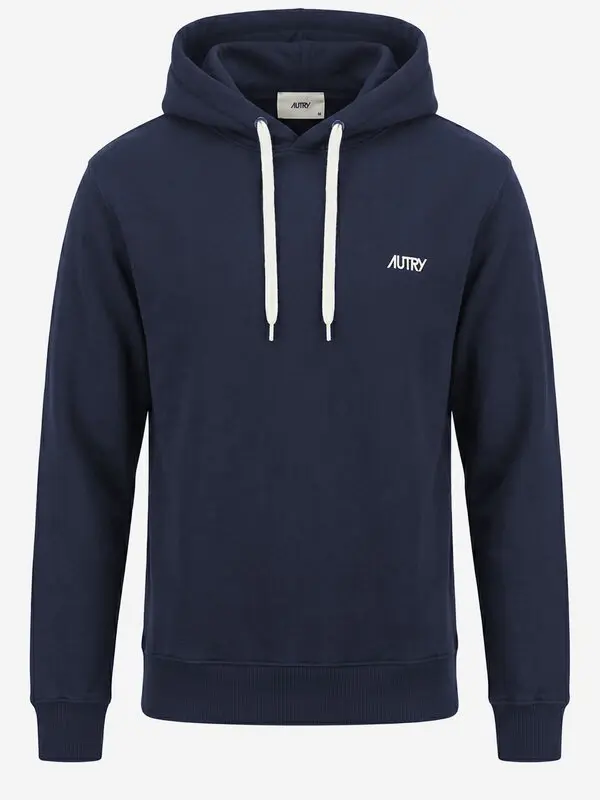 AUTRY Cotton Hoodie With Logo - Navy