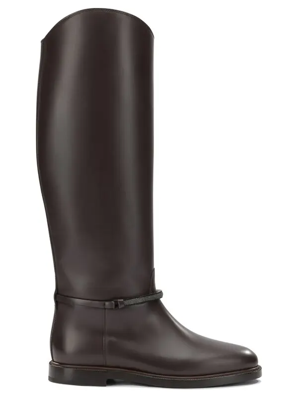 Brunello Cucinelli Monili' Knee High Boots - Brown
