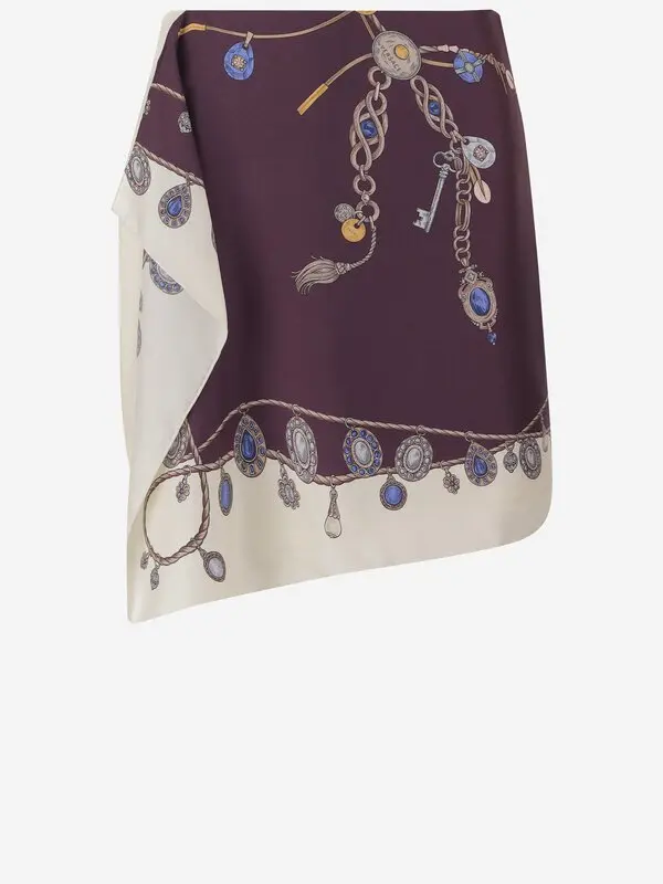 Versace Printed Silk Twill Skirt - Multi
