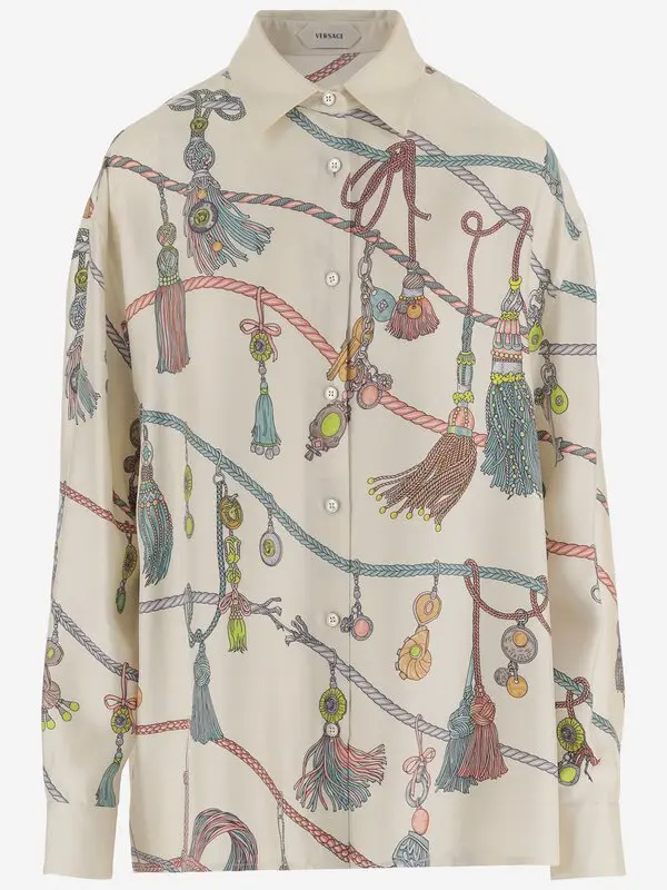 Versace Silk Shirt With All Over Print - Multi