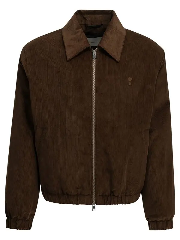 AMI Paris De Coeur' Bomber Jacket - Brown
