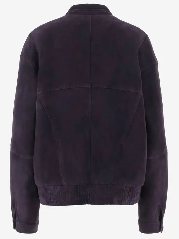 Giorgio Armani Suede Jacket With High Collar And Buttons